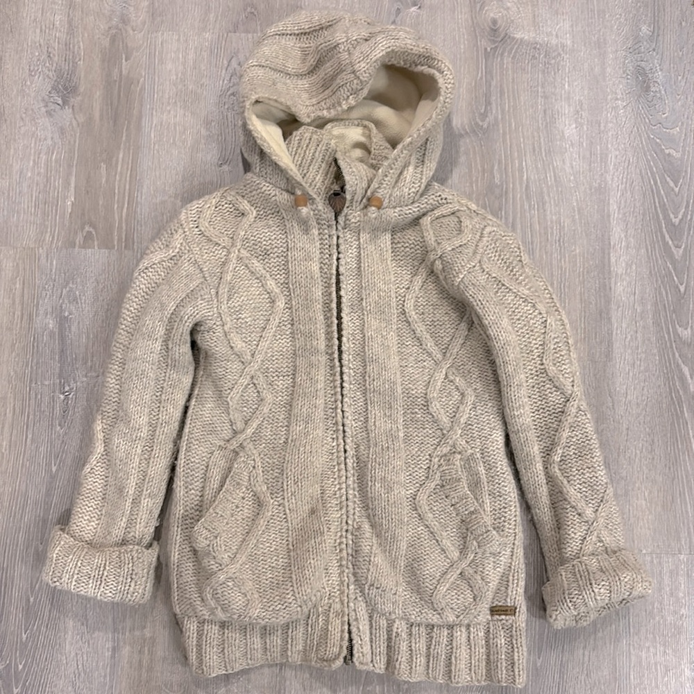 Laundromat Chunky Cable Knit Wool Sweater Hoodie Jack… - Gem